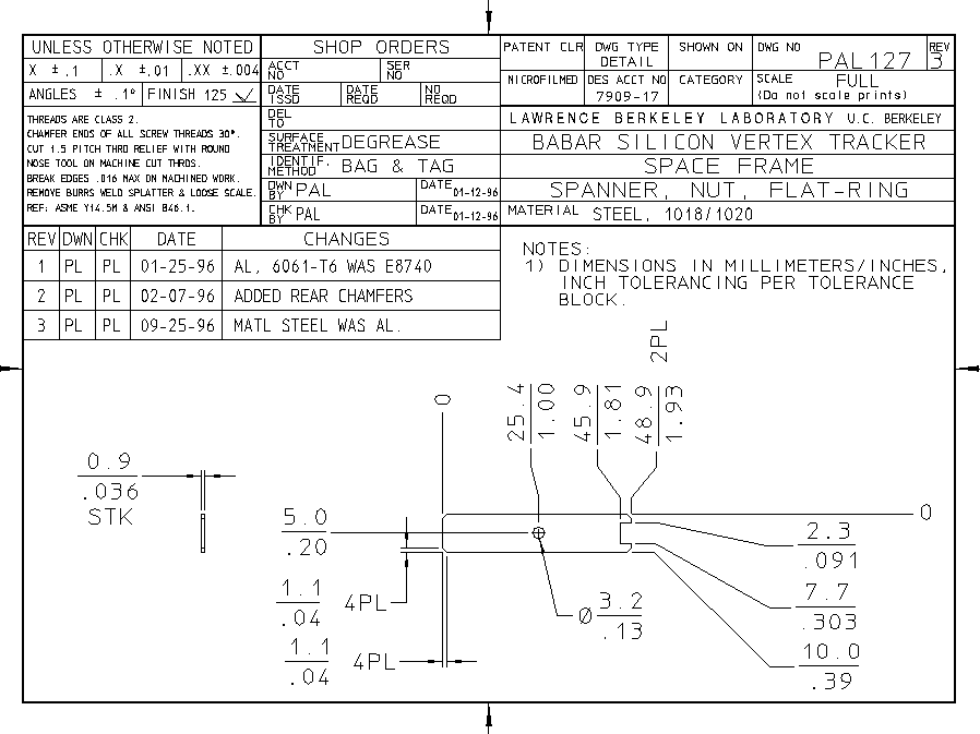 Space Frame Drawing List