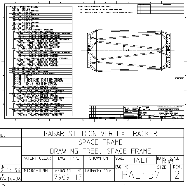 Space Frame Drawing List