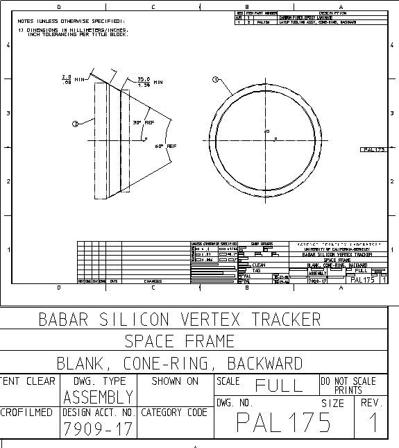 Space Frame Drawing List